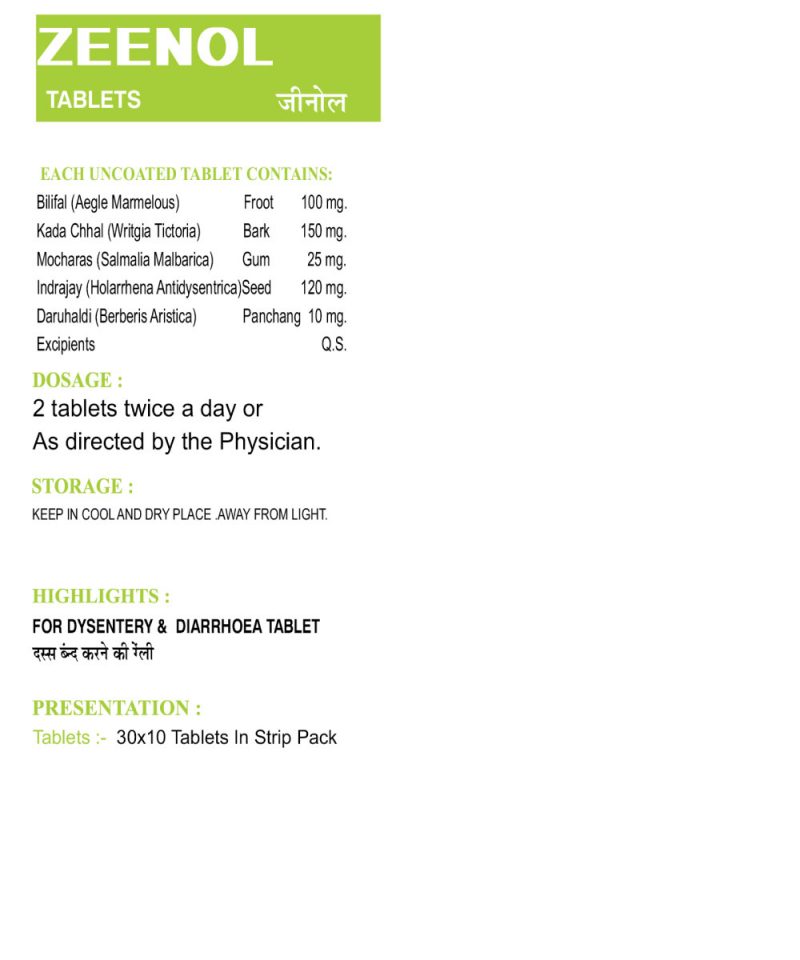 Zeenol Tablets - VITA HEALTH PVT LTD