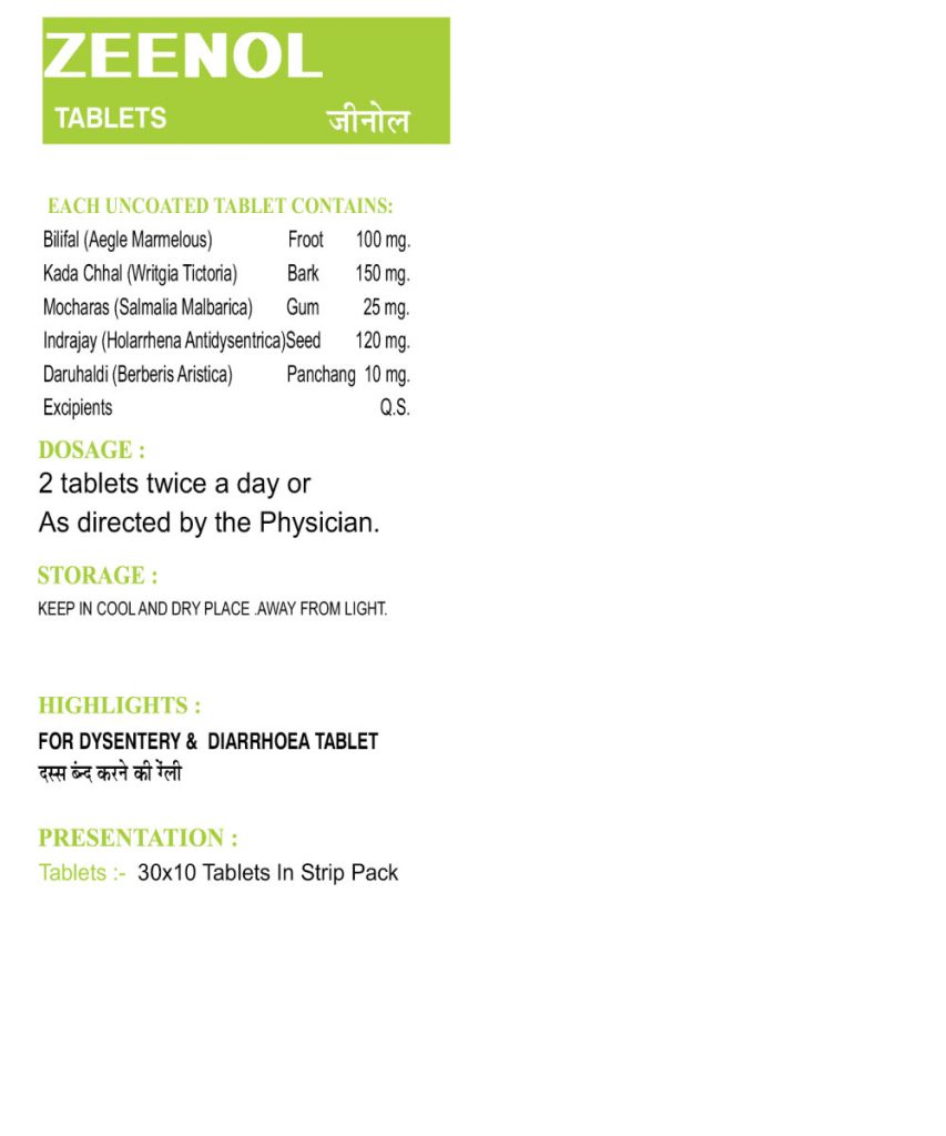 Zeenol Tablets - VITA HEALTH PVT LTD